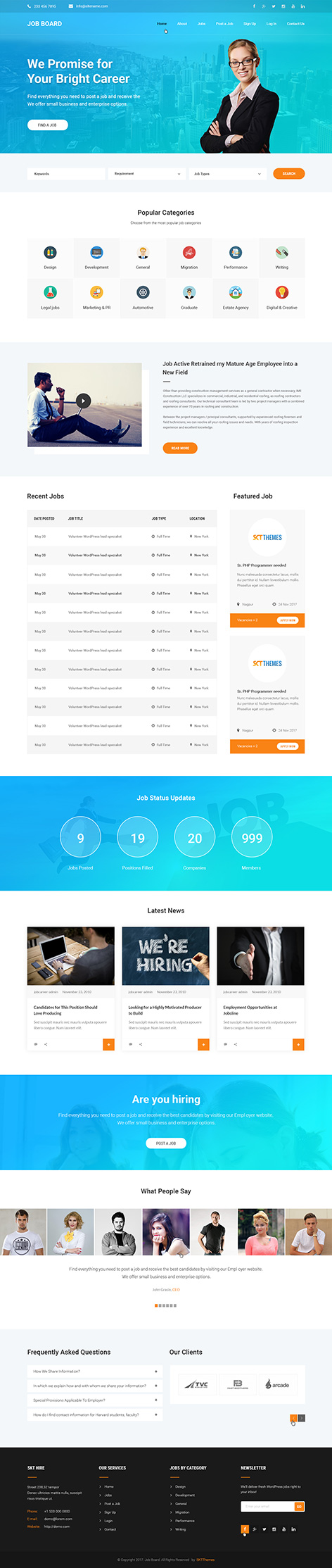 SKT Job Portal WordPress theme for job board recruitment HR Company