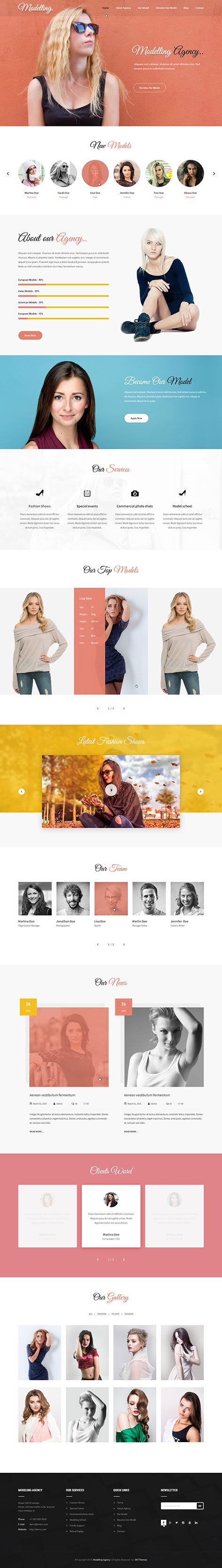 Model WordPress theme for celebrity modelling agency fashion house ...