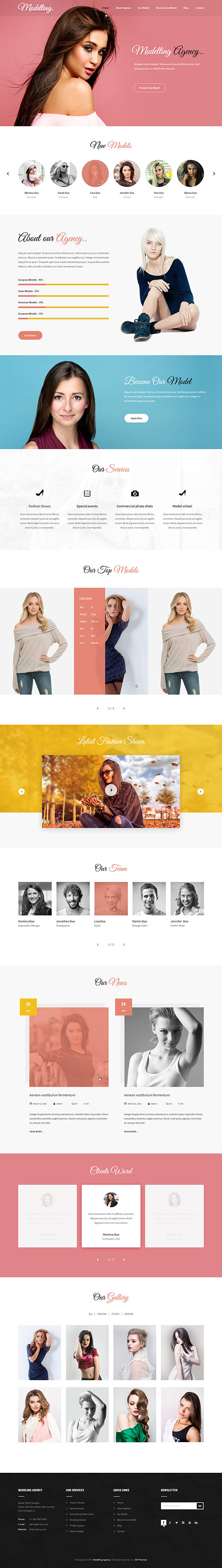 Model WordPress theme for celebrity modelling agency fashion house ...