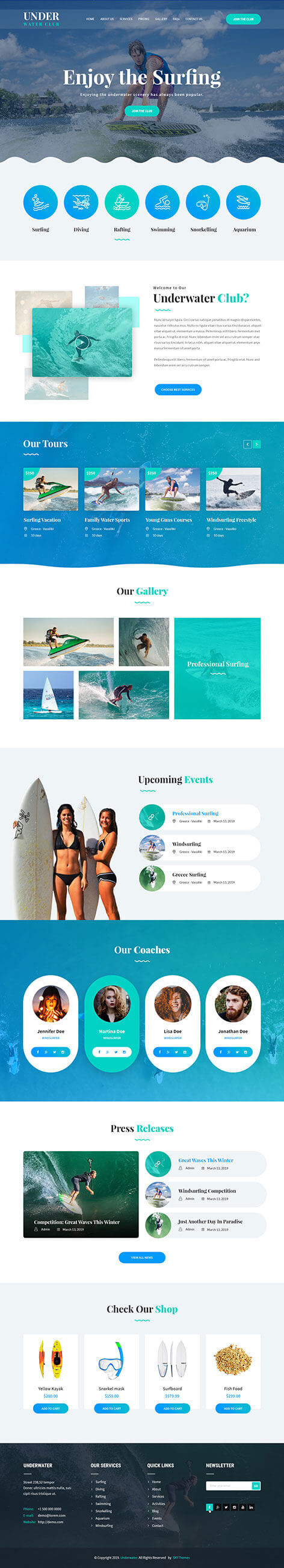 Blue Wordpress Theme For Underwater Marine Sea Life Aquarium Fisheries