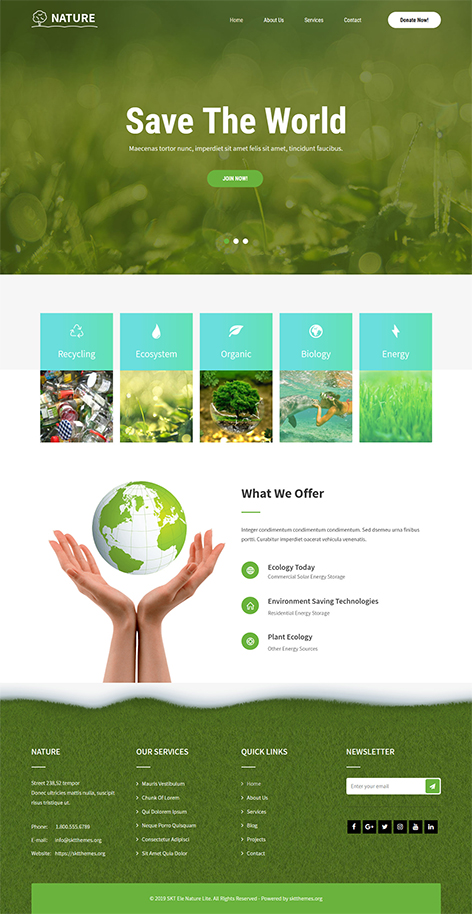 Free Green Wordpress Theme 4 Nature Solar Clean Energy Recycle Conserve