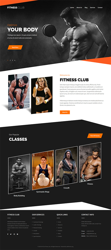 Free Workout WordPress theme 4 fitness gym health clubs yoga trainers