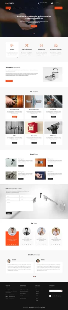 Reliable Free Locksmith WordPress Theme for Security Experts