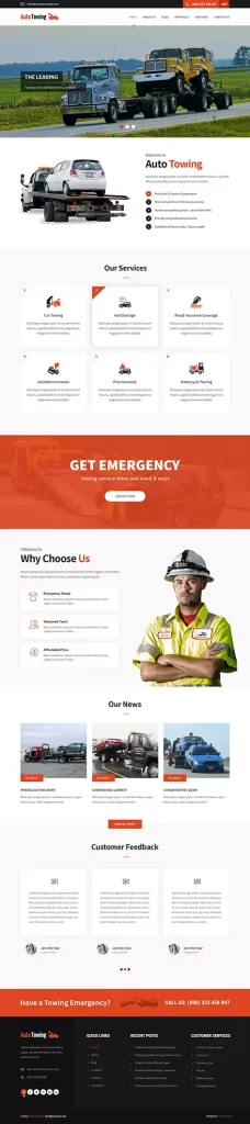 Responsive Towing WordPress Theme Tow Truck Haul 1 click demo