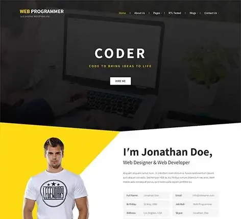 Programmer Portfolio WordPress Theme for Developers in 2026